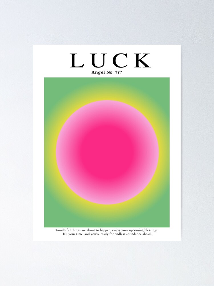 "Gradient Angel Numbers: Angel Number 777 - Luck (Pink & Lime)" Poster ...