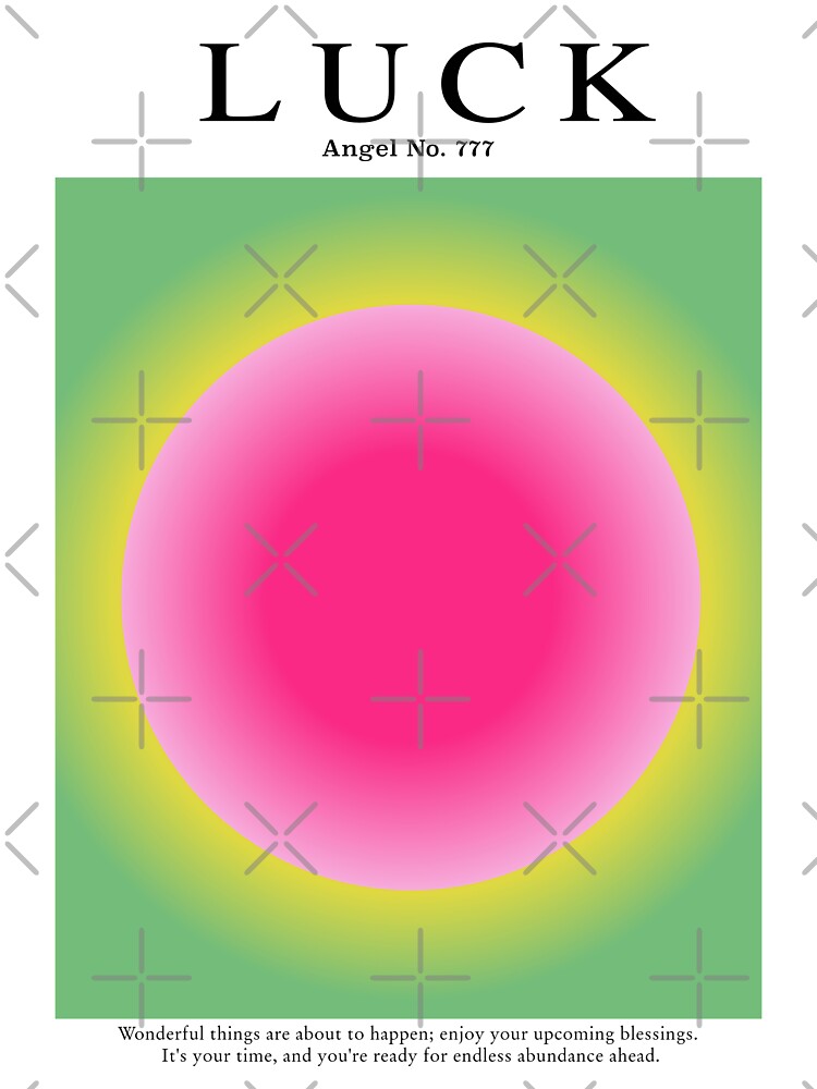"Gradient Angel Numbers: Angel Number 777 - Luck (Pink & Lime)" Sticker ...
