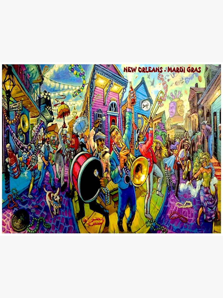 "NEW ORLEANS : Mardi Gras Celebration Parade Print" Sticker by ...