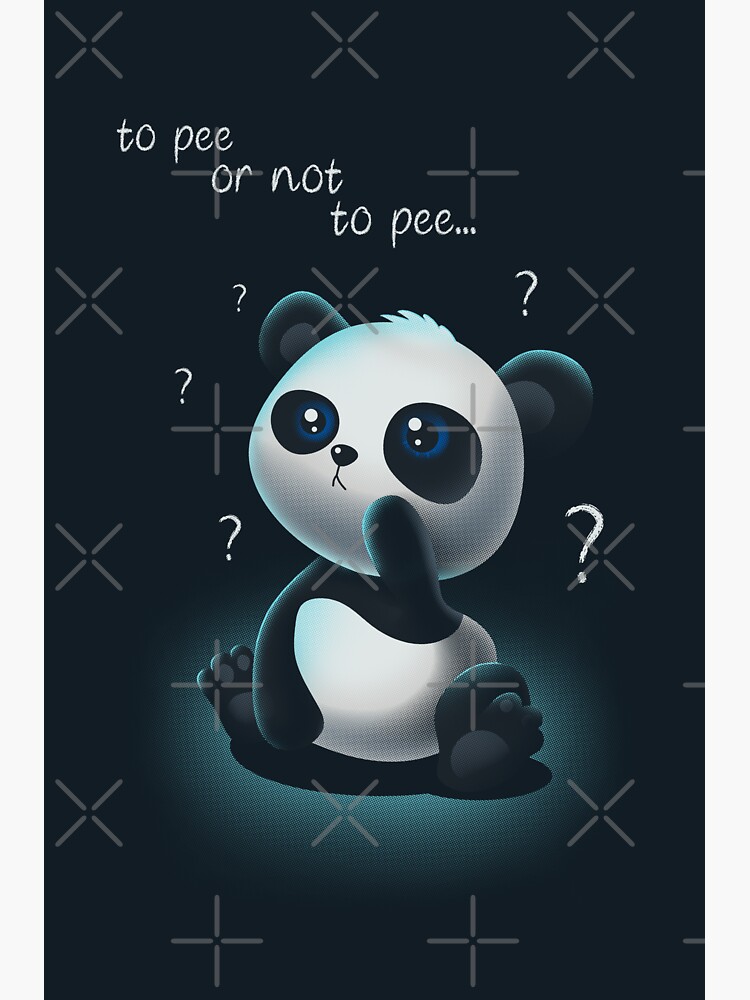 "The big dilemma, to pee or not to pee - funny panda" Sticker by ...