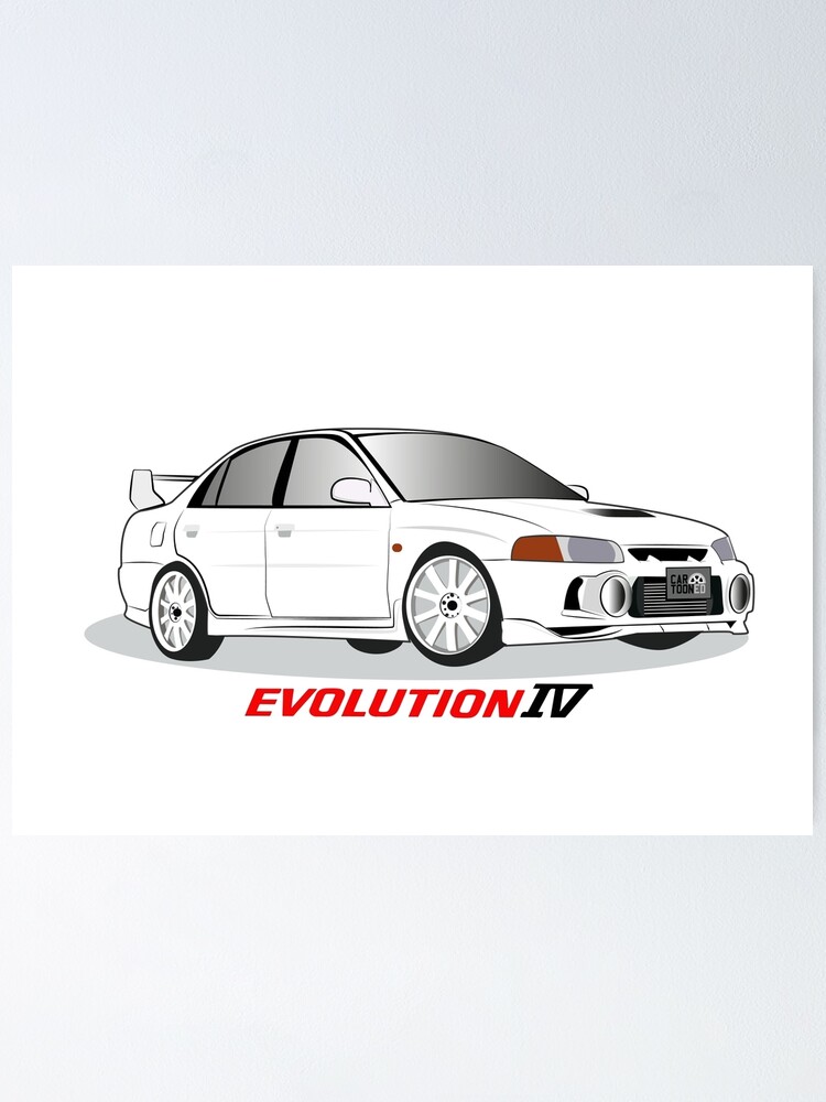 "Mitsubishi Evo IV" Poster for Sale by CarTooned | Redbubble
