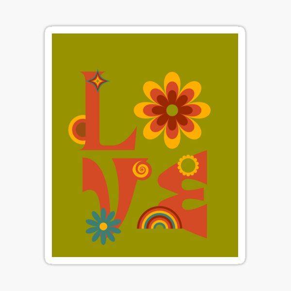 "60s sixties hippie love flower power 3" Sticker for Sale by ...
