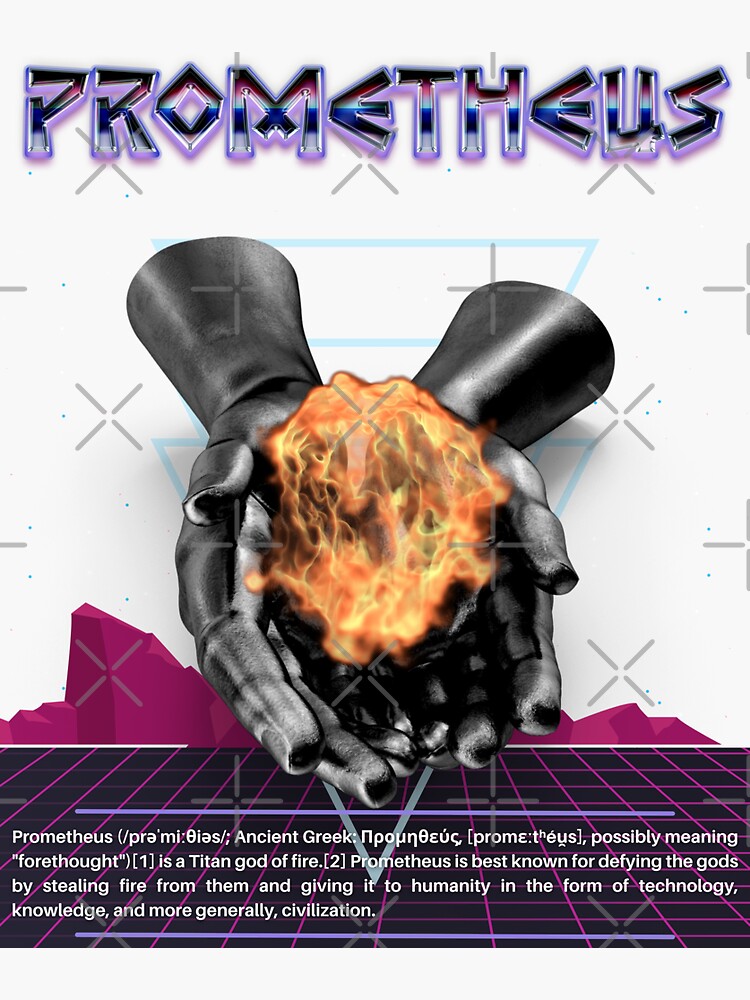 "Prometheus Greek god Mythology Retrowave Design" Sticker by ...