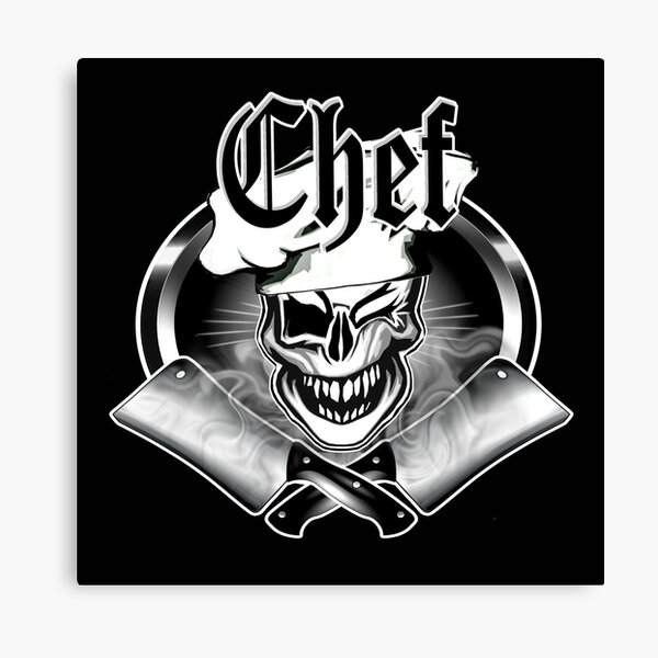 "Winking Chef Skull and Crossed Cleavers 7" Canvas Print by sdesiata ...