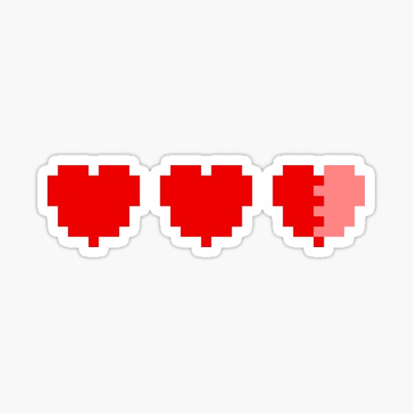 "retro 3 heart pixel art life source" Sticker for Sale by studiodenny ...