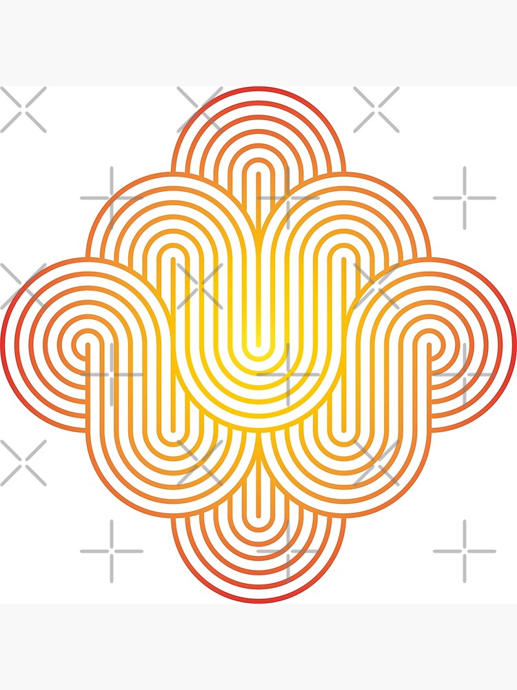 "Retro Curvy Lines Art Nouveau - Red to Yellow Lines" Poster for Sale ...