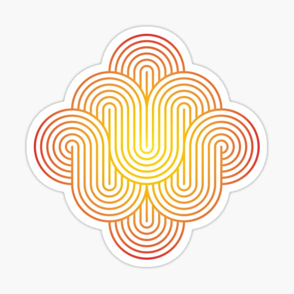 "Retro Curvy Lines Art Nouveau - Red to Yellow Lines" Sticker by ...