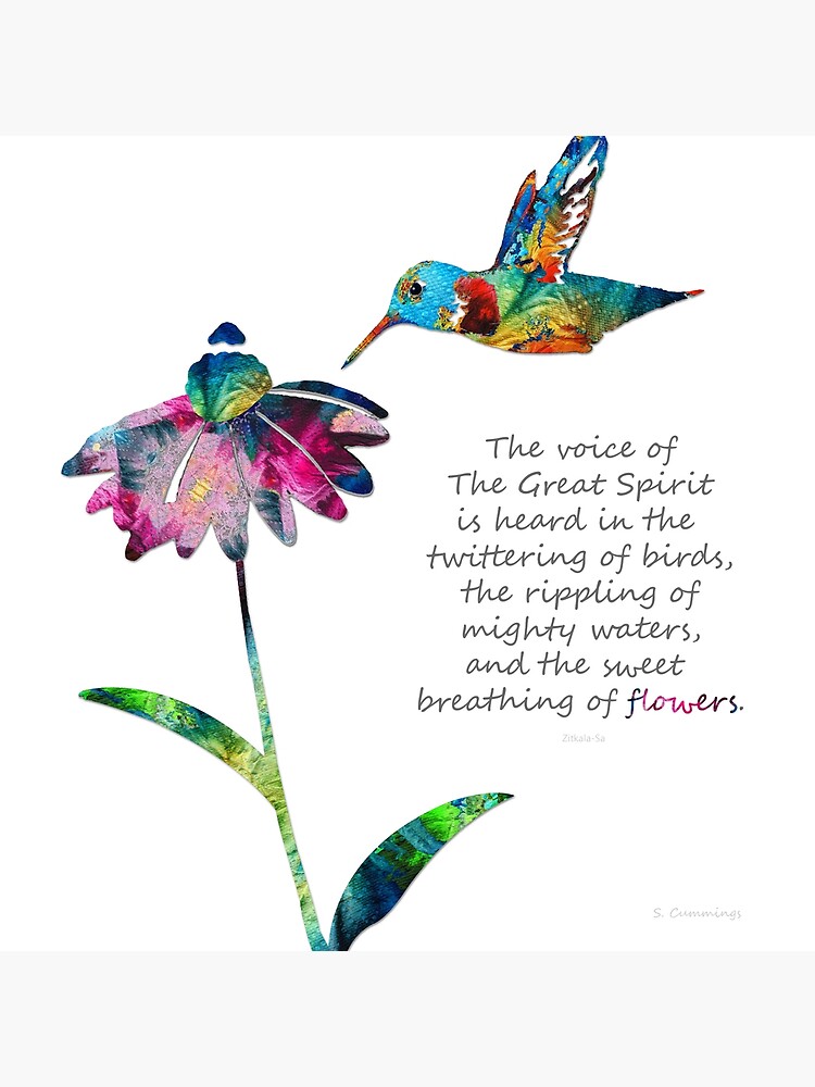 "Colorful Cone Flower Hummingbird Art - Flower's Breath" Poster for ...