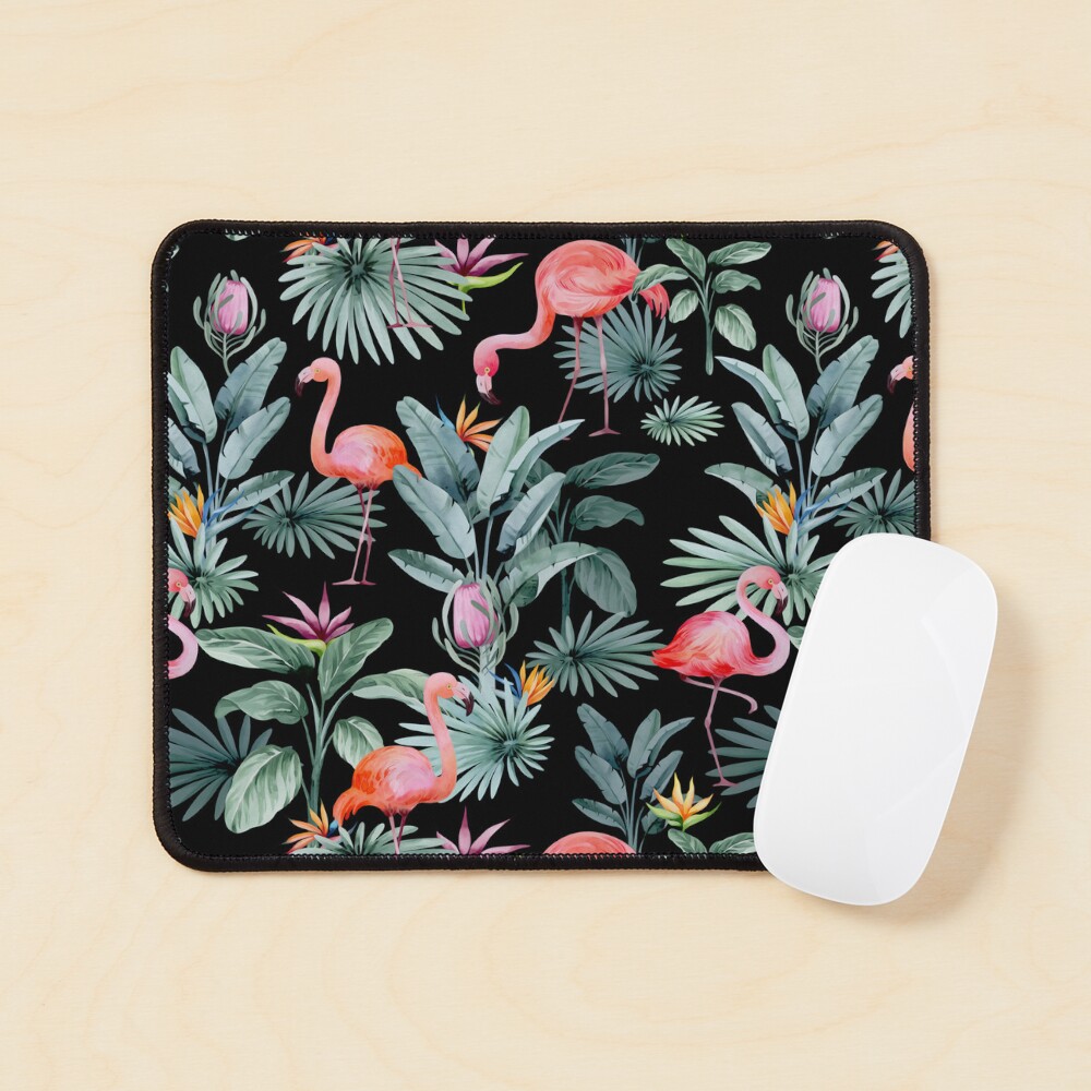 "Moody Bloom Tropical Flowers and Flamingos watercolor, with bird of ...