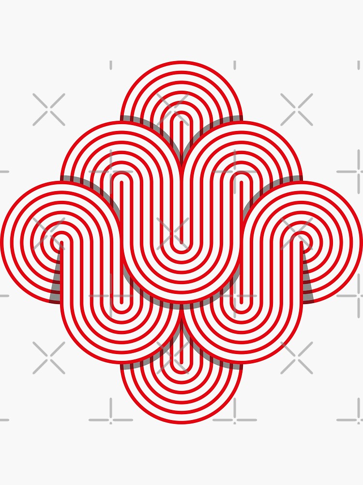 "Retro Curvy Lines Art Nouveau - Red Lines" Sticker by ImageBowl ...