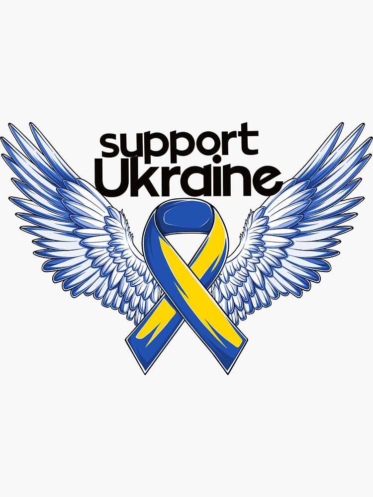 "Support Ukraine Ribbon and Wings" Sticker for Sale by PlanBTees ...
