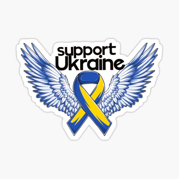 "Support Ukraine Ribbon and Wings" Sticker for Sale by PlanBTees ...