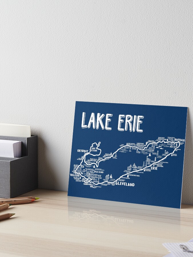 "Lake Erie Map " Art Board Print for Sale by fiberandgloss | Redbubble