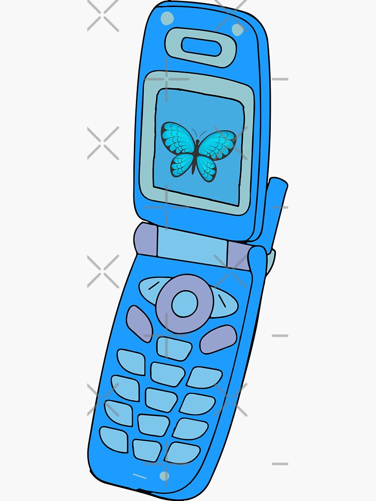 "Y2k blue butterfly flip phone design" Sticker for Sale by aazzeddine ...