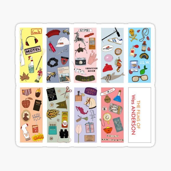 "The Films of Wes Anderson" Sticker for Sale by saracrump | Redbubble