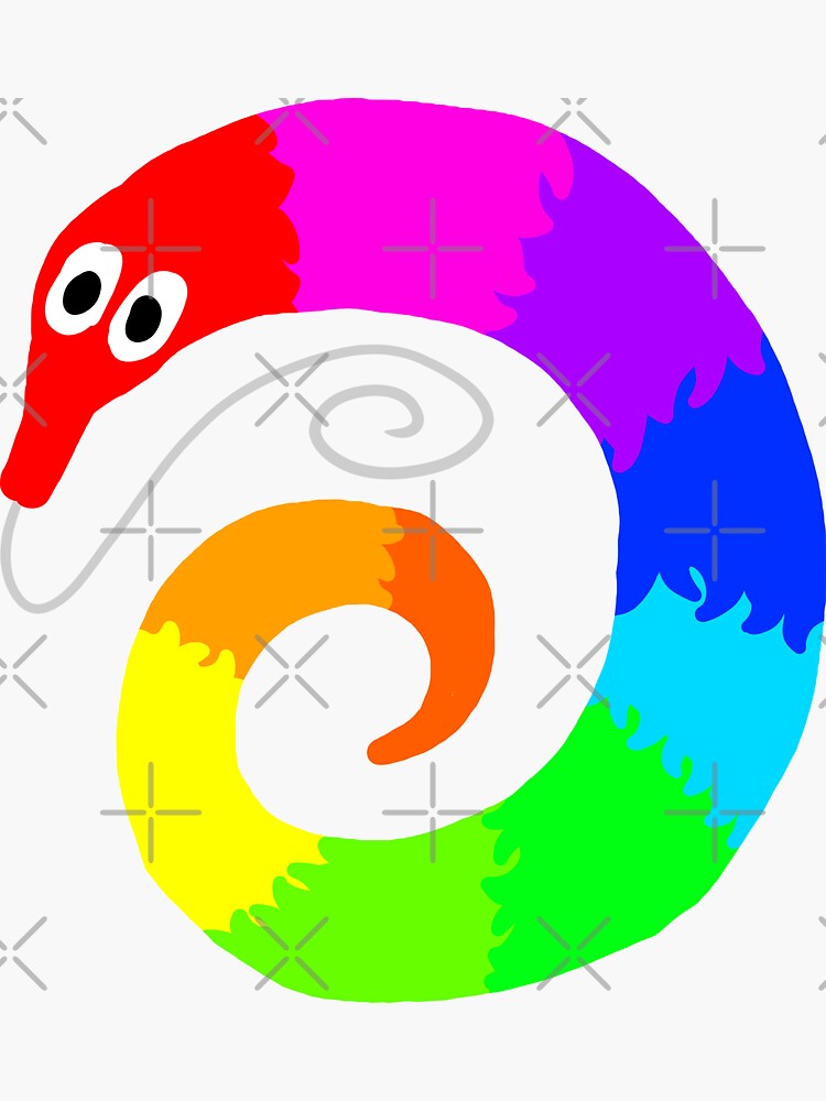 "Rainbow worm on a string" Sticker for Sale by Unrisrose | Redbubble