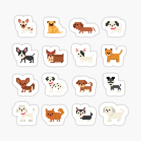"Adorable (Super Cute) Dog Breed Pixel Art" Sticker by tispooponmyhead ...