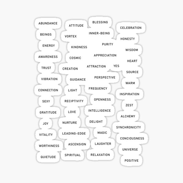 "Positive High vibration Words " Sticker by HighVibeWords | Redbubble