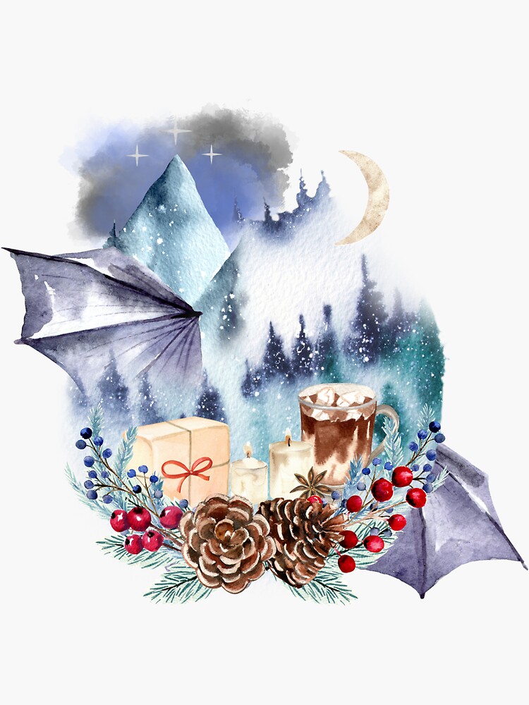 "Solstice in Velaris ACOFAS Watercolor Design - ACOTAR Christmas Art ...