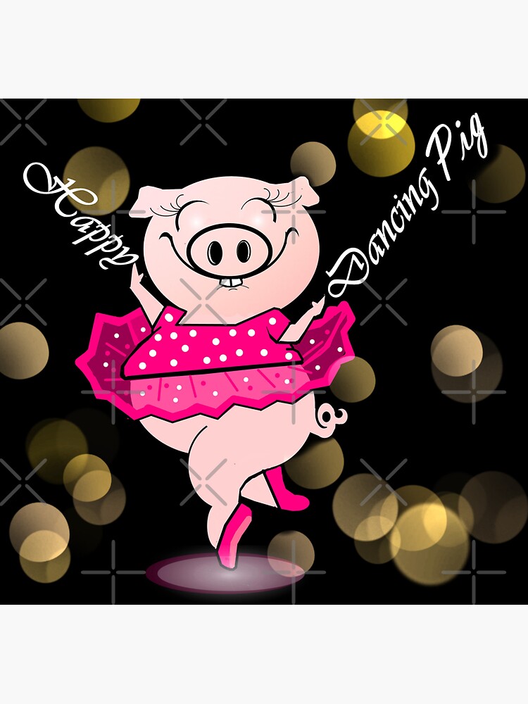 "Happy dancing pig " Sticker by shirleycutecard | Redbubble