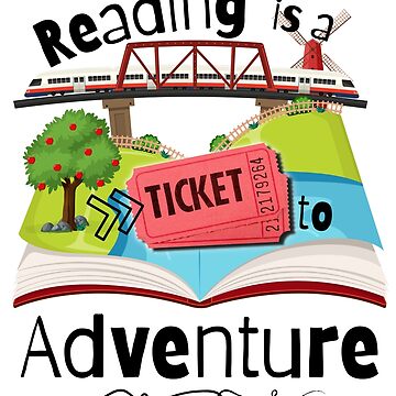 "Reading is a ticket to adventure - cute version" Photographic Print ...