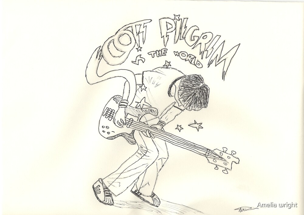 "scott pilgrim vs the world movie poster sketch" by Amelia wright ...