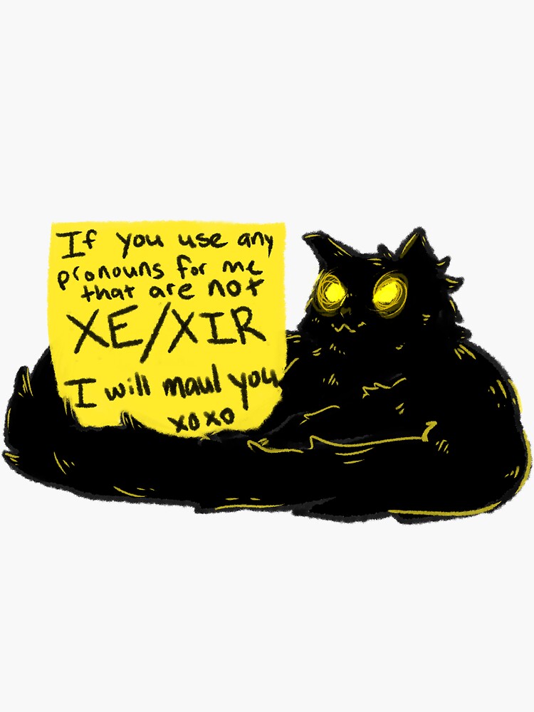 "xe/xir black cat pronoun" Sticker for Sale by EaterofTeeth | Redbubble