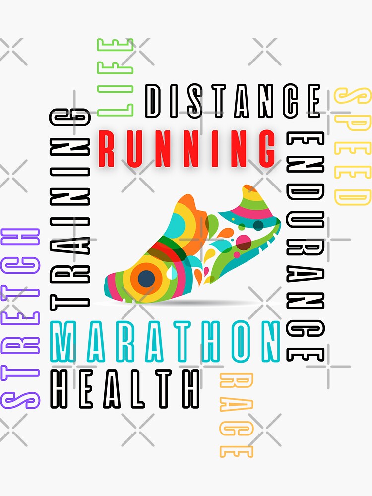 "Running Marathon health sport logo" Sticker by blackfly-shop | Redbubble