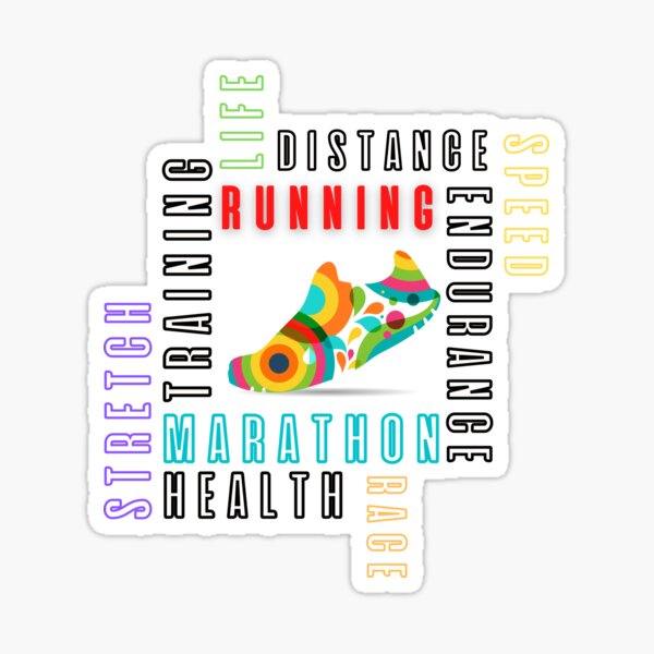 "Running Marathon health sport logo" Sticker by blackfly-shop | Redbubble