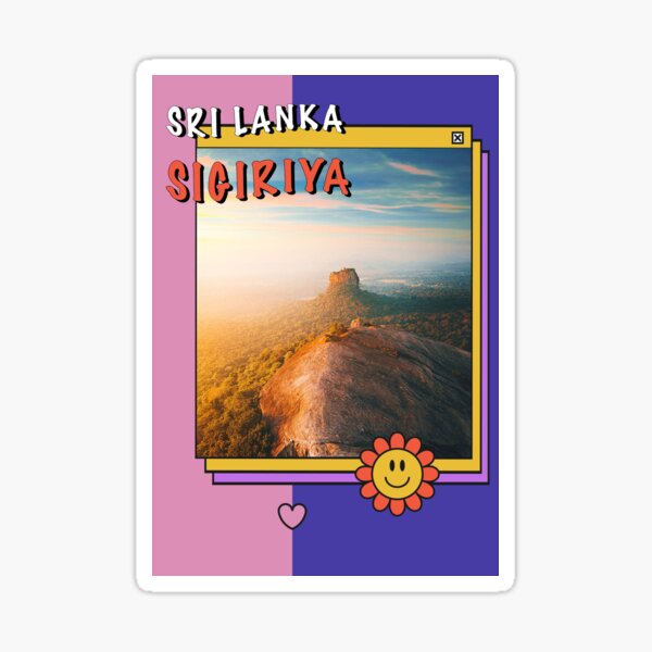 "Sigiriya Sri Lanka - Retro style" Sticker by sinhalaGreeting | Redbubble