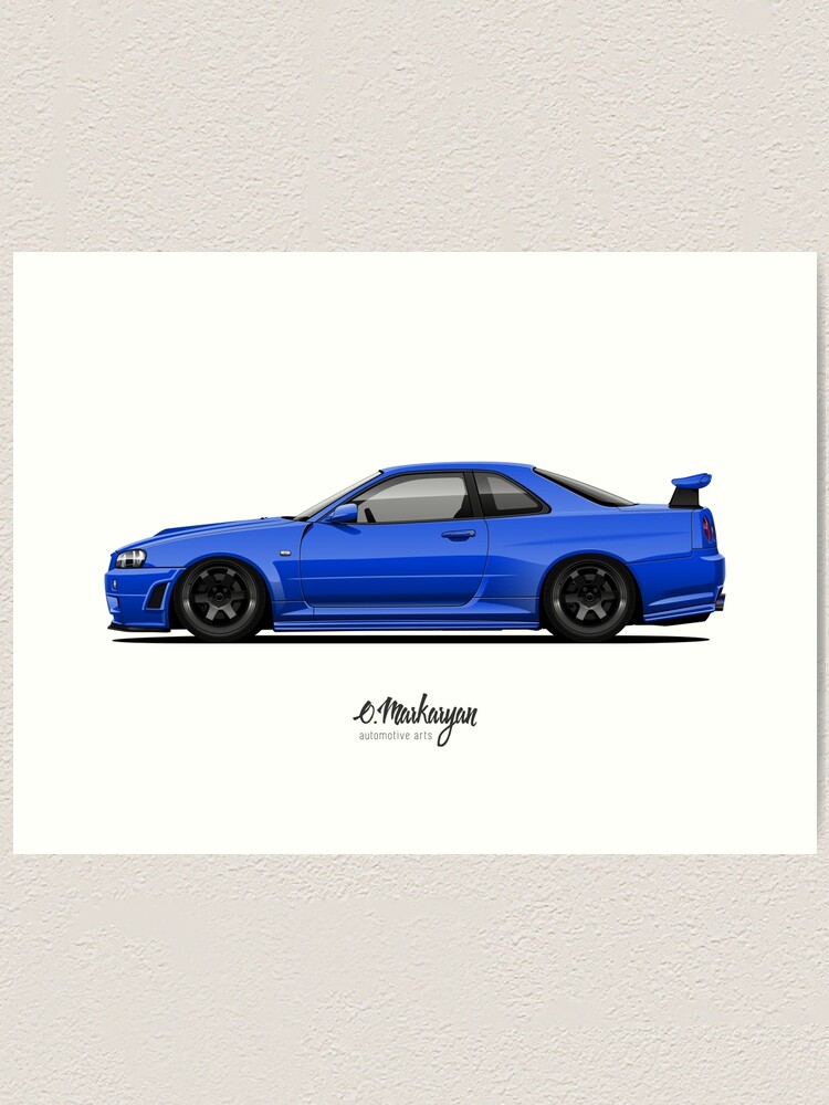 "Skyline R34 GT-R" Art Print for Sale by OlegMarkaryan | Redbubble