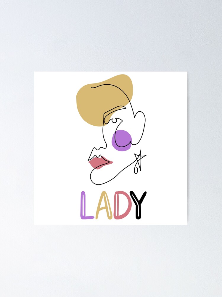 "LADY | Simple One Line Colorful Art" Poster by Mutism-Merch | Redbubble