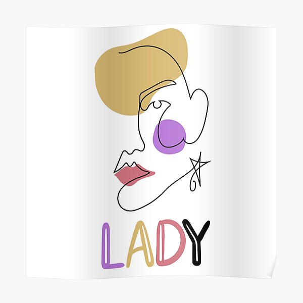 "LADY | Simple One Line Colorful Art" Poster by Mutism-Merch | Redbubble
