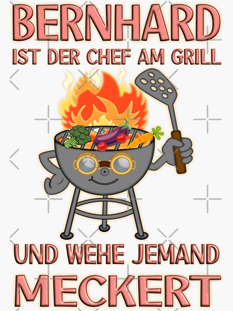 "Bernhard is the chef at the grill - vegan version" Sticker by ...