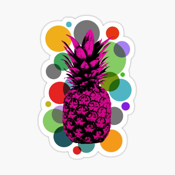 "Pink pineapple on polka dot background" Sticker by Bobbubble2022 ...