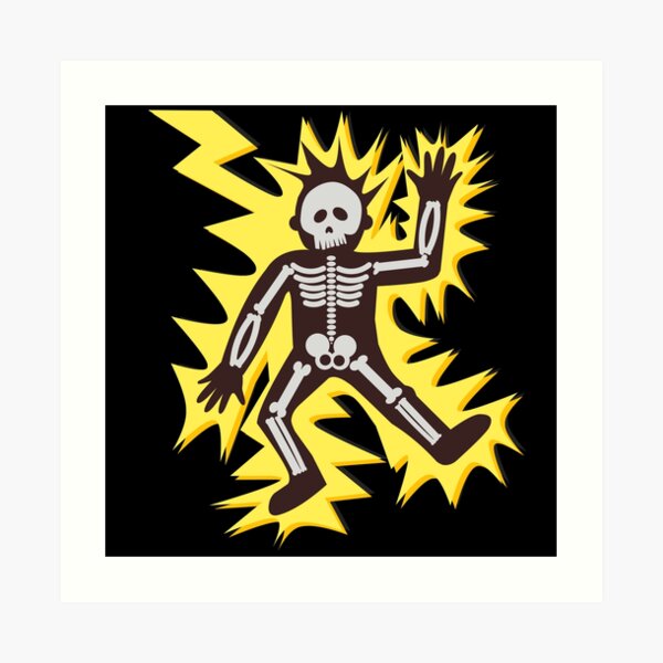 "Electrocuted human skeleton cartoon v2" Art Print for Sale by Mima40 ...