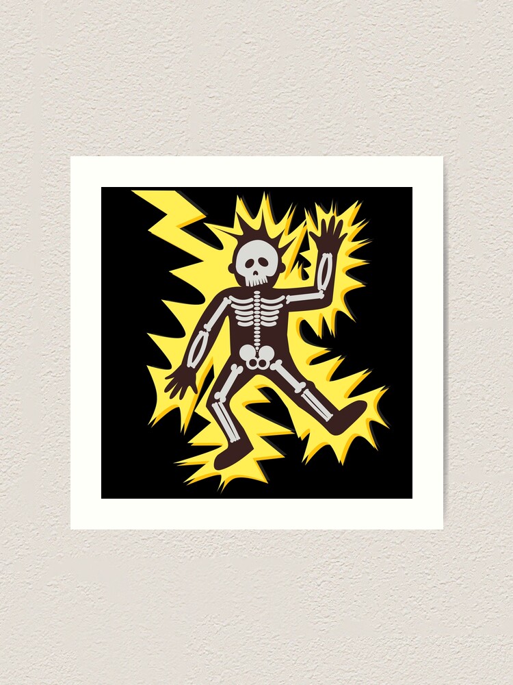 "Electrocuted human skeleton cartoon v2" Art Print for Sale by Mima40 ...