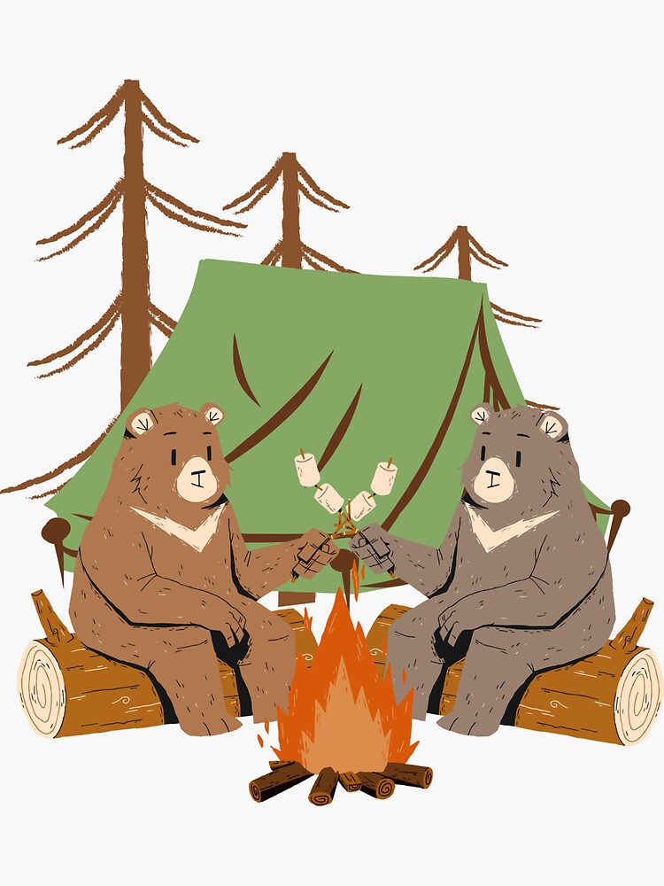 "Cute Camping Bears" Sticker by CameleonDesign | Redbubble