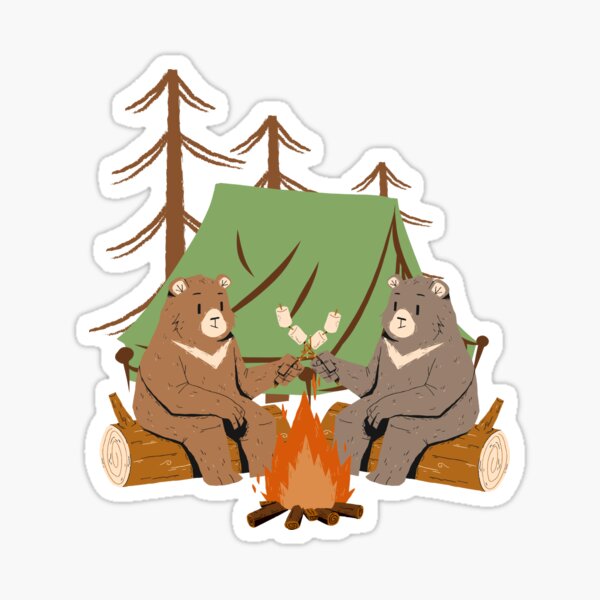"Cute Camping Bears" Sticker by CameleonDesign | Redbubble