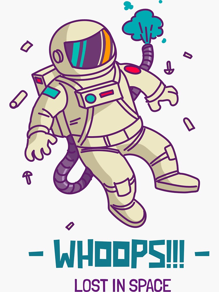 "Lost in Space funny astronaut-in-problem" Sticker by deluxis | Redbubble