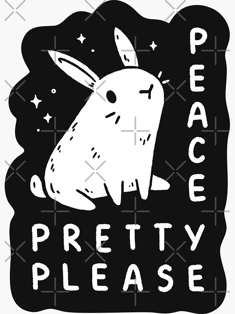 "cute bunny rabbit saying peace pretty please" Sticker by LydiaLyd ...