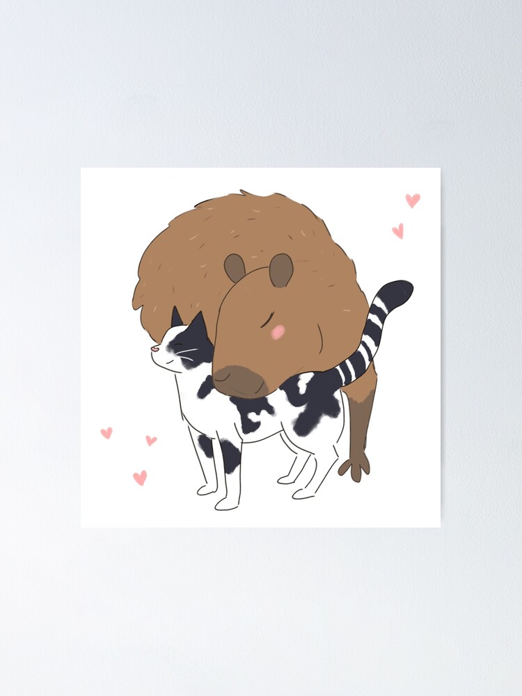 "cute capybara cartoon with a cat friend - adorable cat and capybara ...