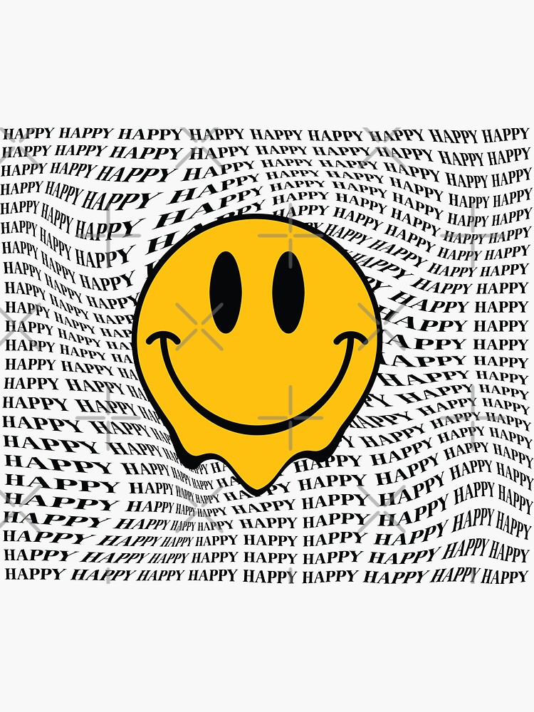 "Drip Happy Face Happy background pattern trippy aesthetic" Sticker by ...