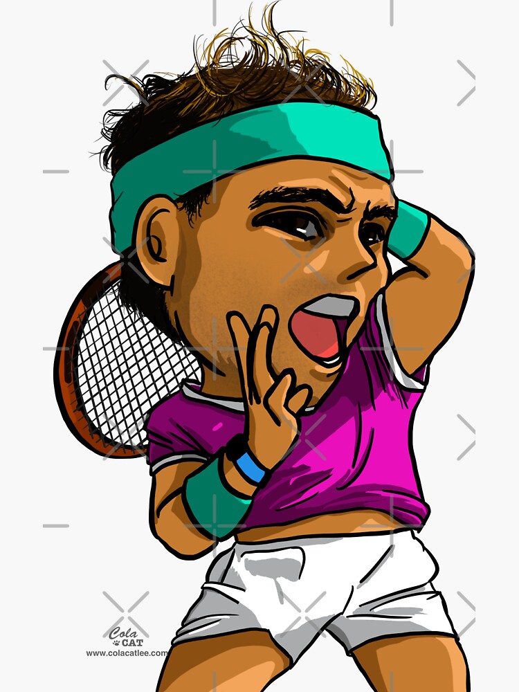 "Rafa Nadal signature forehand" Sticker by Colacatlee | Redbubble