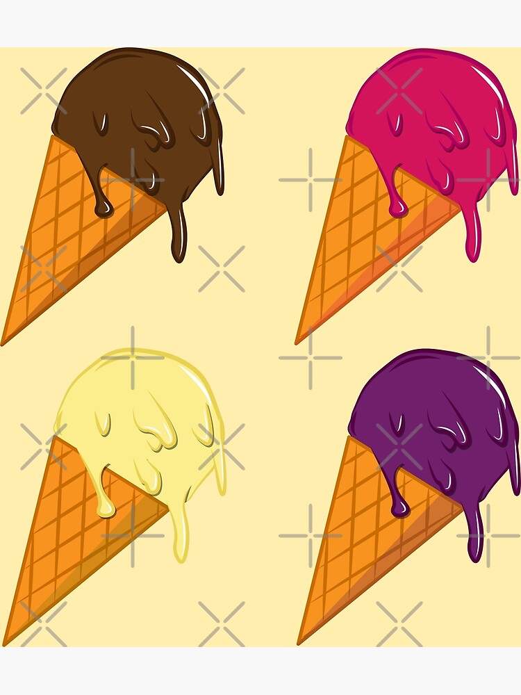 "4 ice creams of 4 colors" Poster for Sale by WuZe | Redbubble