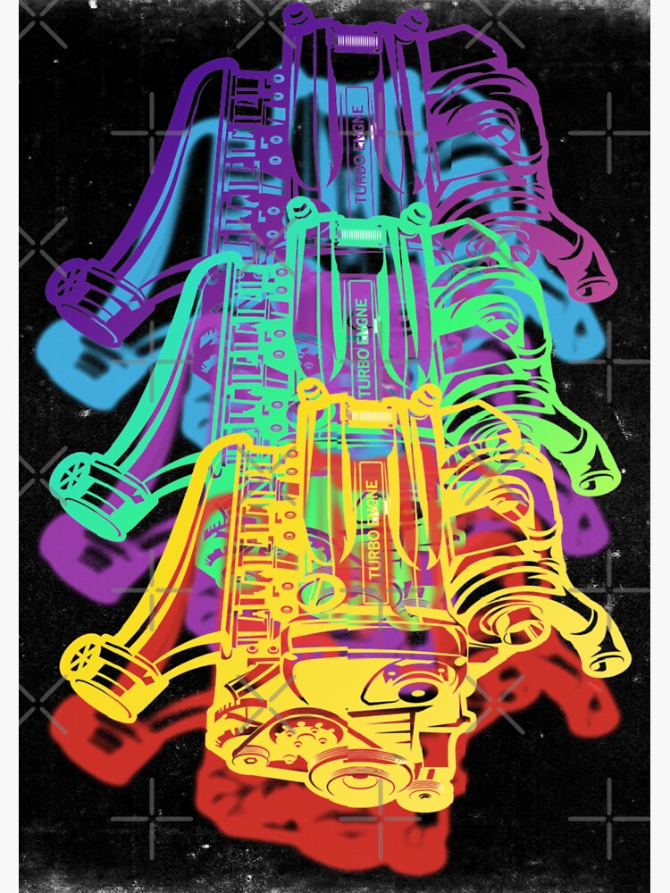 "rainbow retro engine design" Sticker for Sale by vallertine | Redbubble