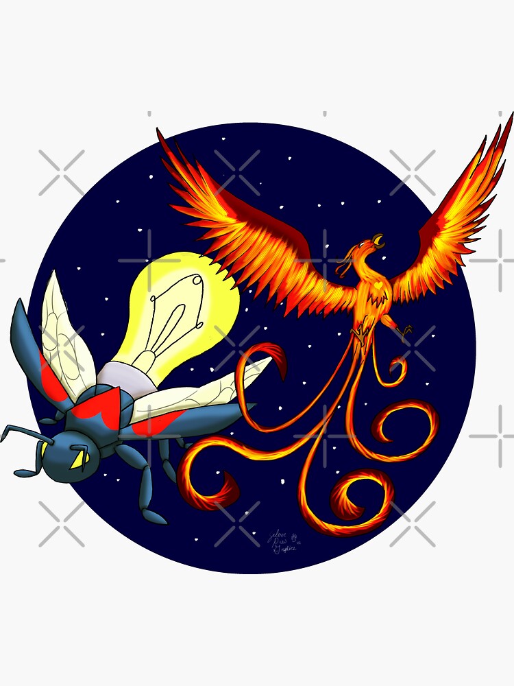 "Firefly and Phoenix" Sticker by SilverPawGD | Redbubble
