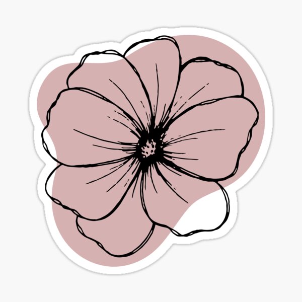 "Pink Flower Outline" Sticker by TheTeachersRoom | Redbubble