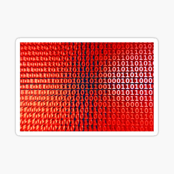 "Binary Numbers, Computer Talk, Red" Sticker by tommysphotos | Redbubble