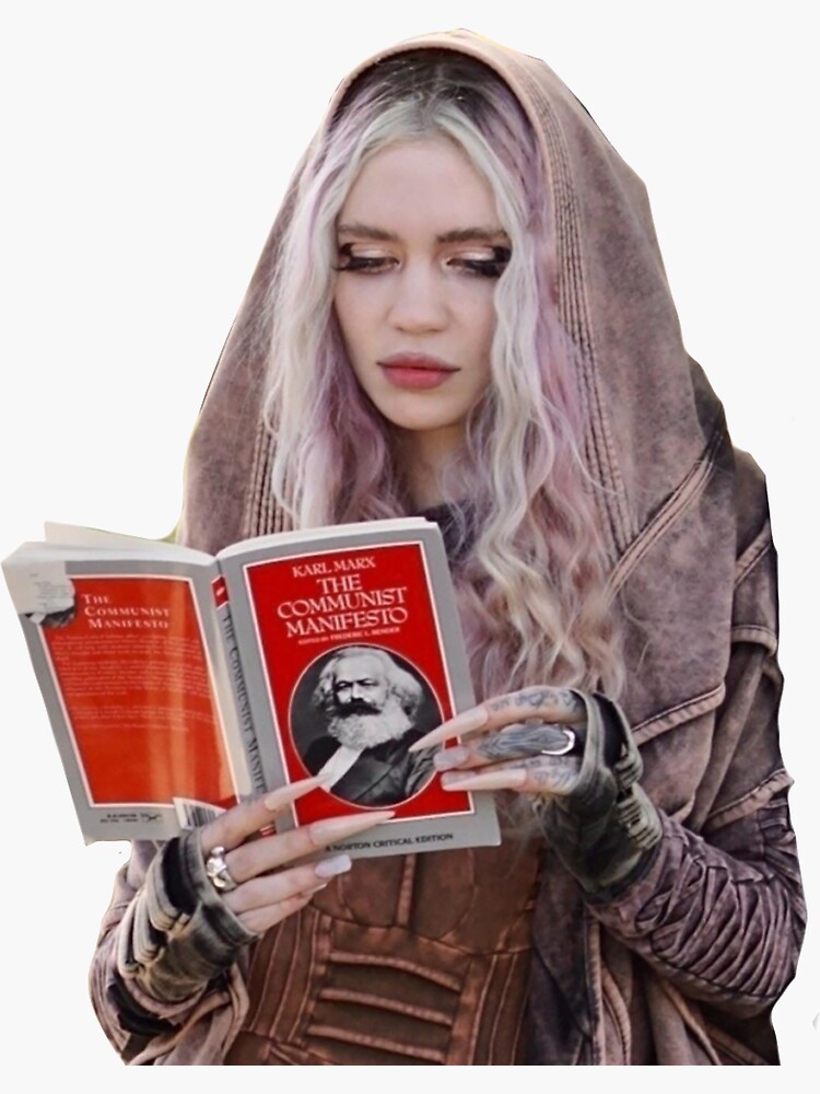 "Grimes reading Marx" Sticker by elgabibbodraken | Redbubble